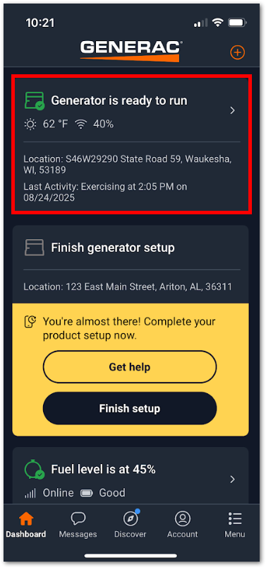 How do I find out how many run hours are on my home standby generator?