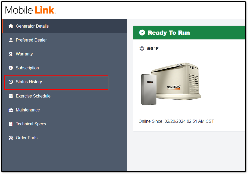 How to view status history in Mobile Link