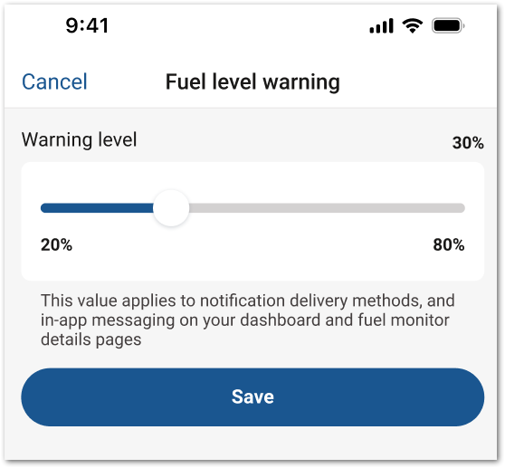 How do I setup notification for my fuel monitoring device in Mobile Link?