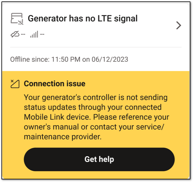 Generator has No LTE Signal